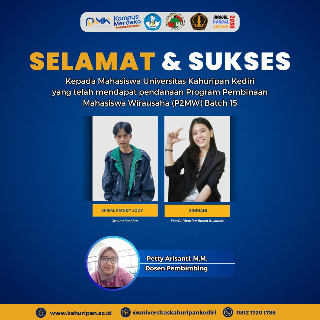 7 Kelompok Bisnis Mahasiswa UKK Lolos Pendanaan P2MW 2024 – Universitas Kahuripan Kediri